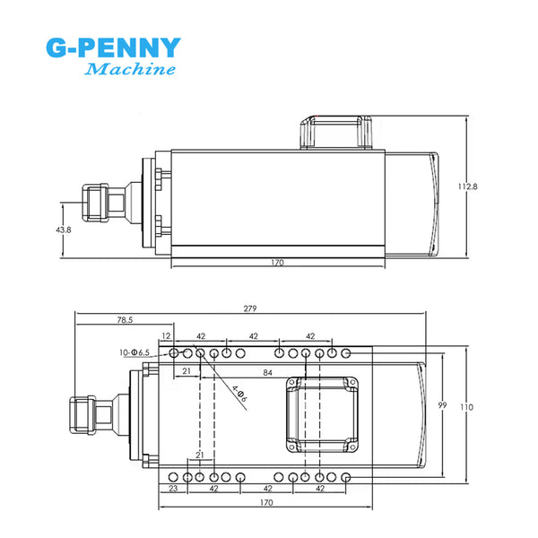 G-Penny 2.2kw ER20 6000rpm 220v permanent magnet spindle square model ...